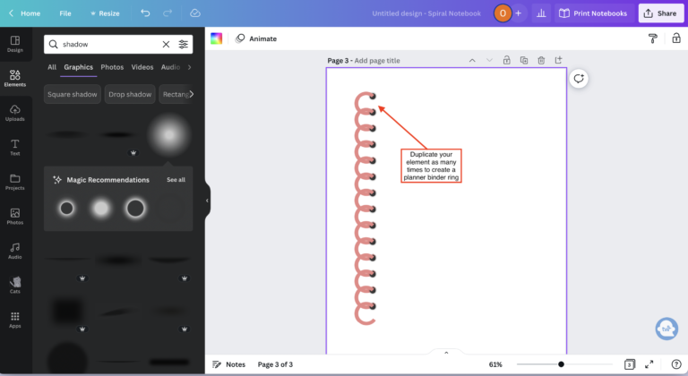 How to create realistic binder rings for digital planners using Canva ...